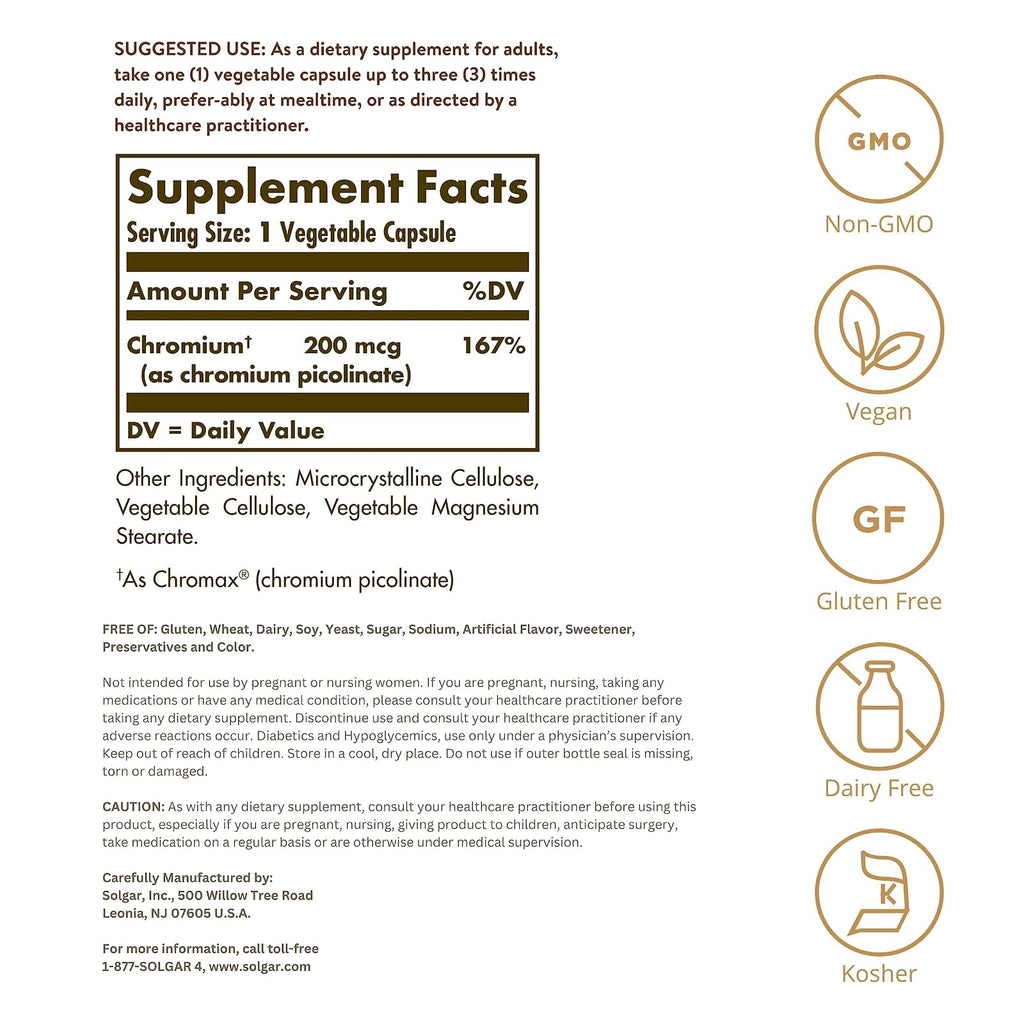 200 mcg chromium supplement for health
