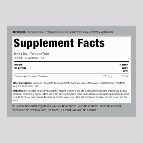 200 mcg chromium supplement for health