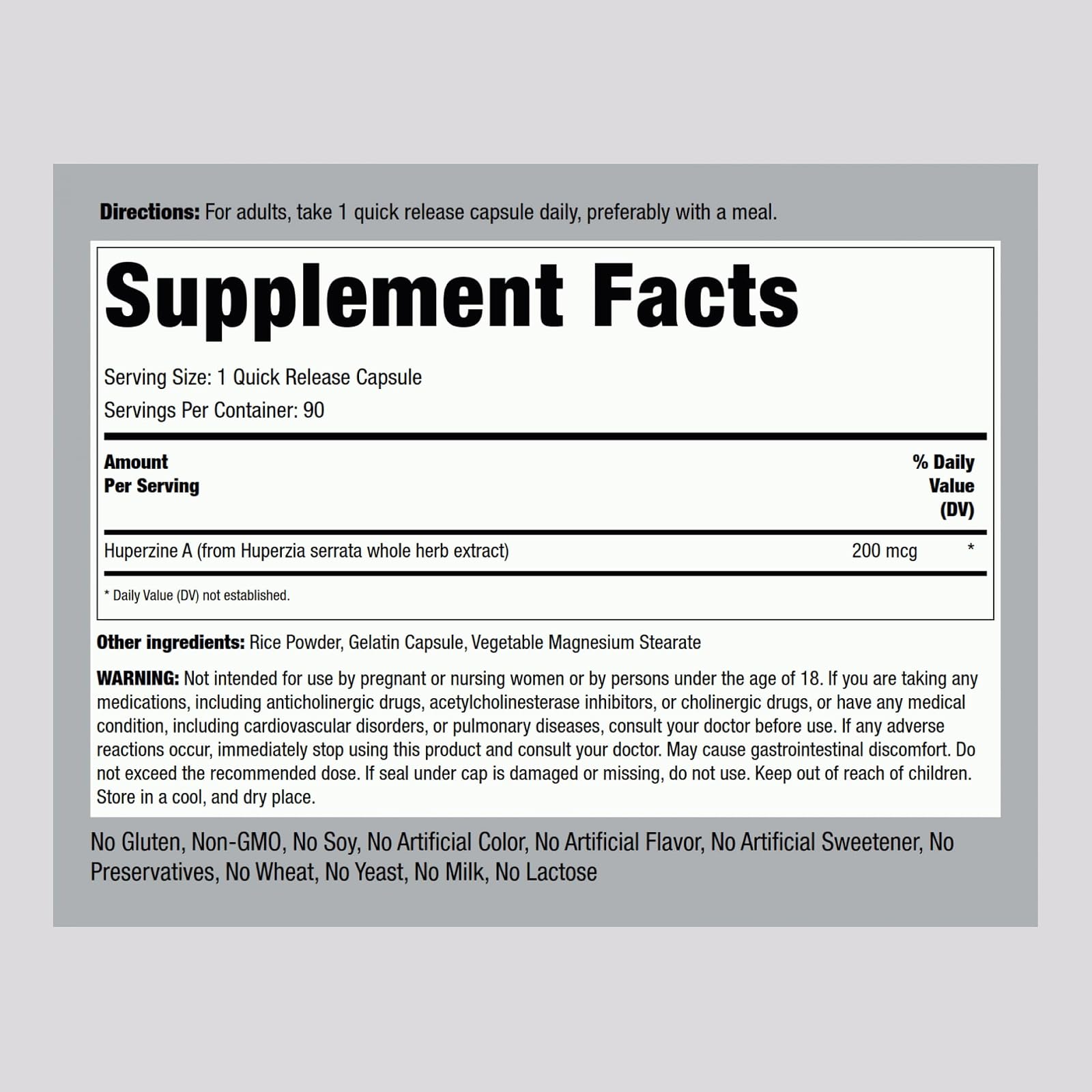 200 mcg Huperzine A for brain health