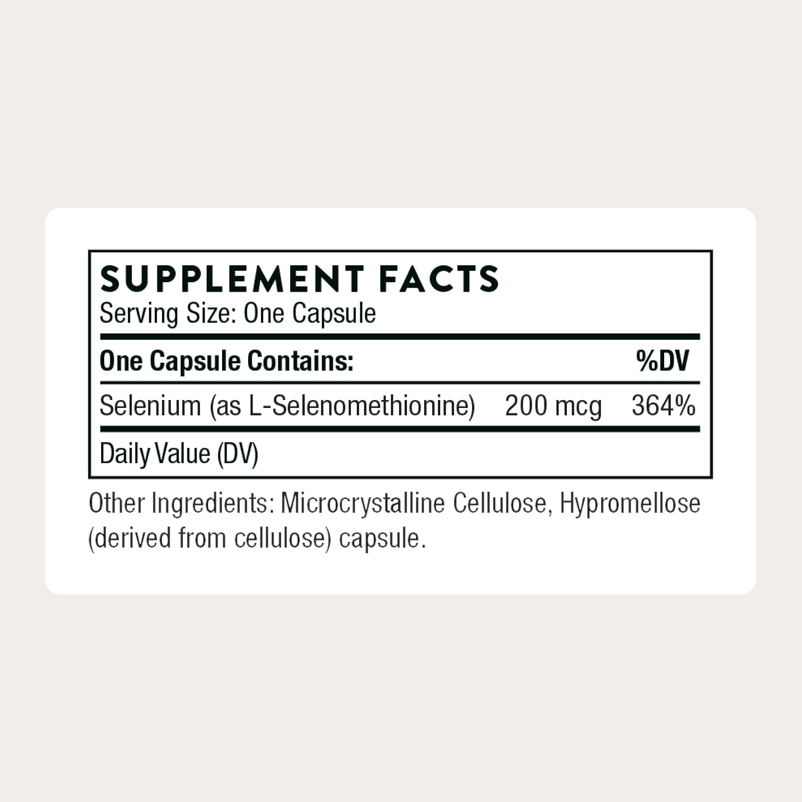 200 mcg selenium L-Selenomethionine capsules