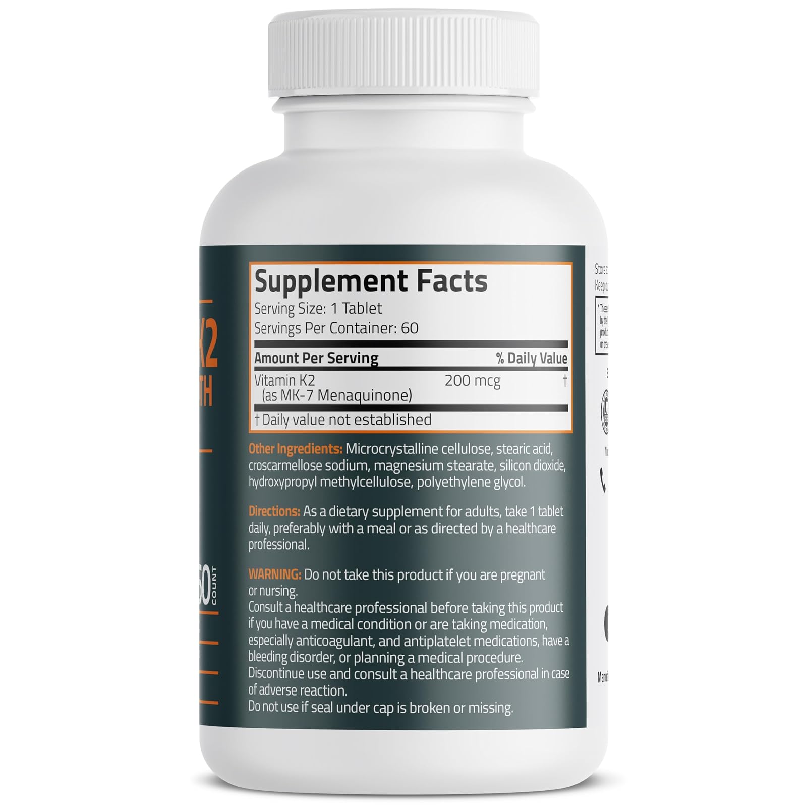 200 mcg vegetarian vitamin K tablets