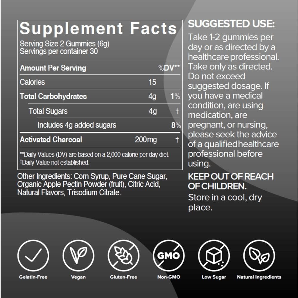 200 mg activated charcoal digestive support