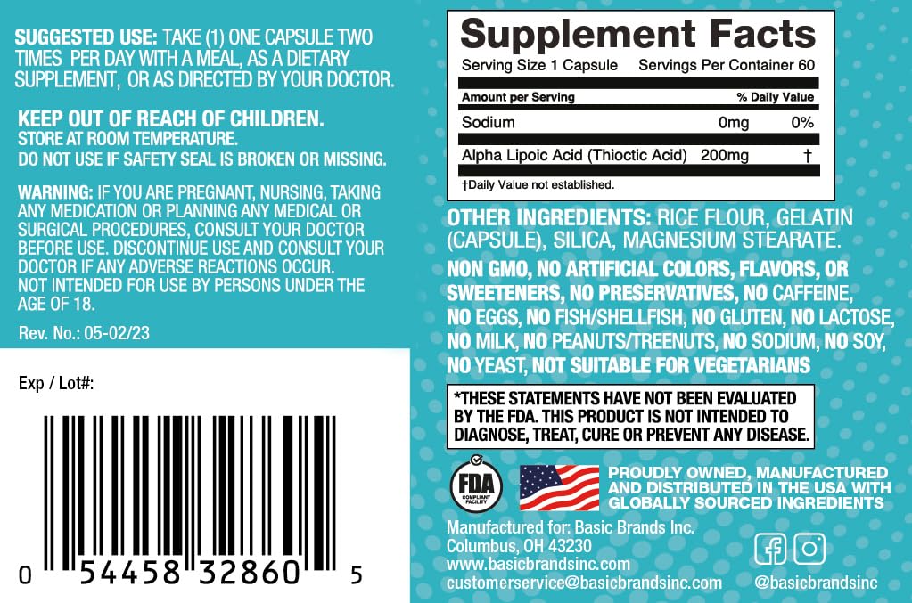 200 mg alpha lipoic acid capsules