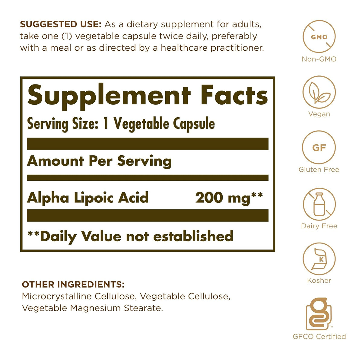 200 mg Alpha Lipoic Acid supplement