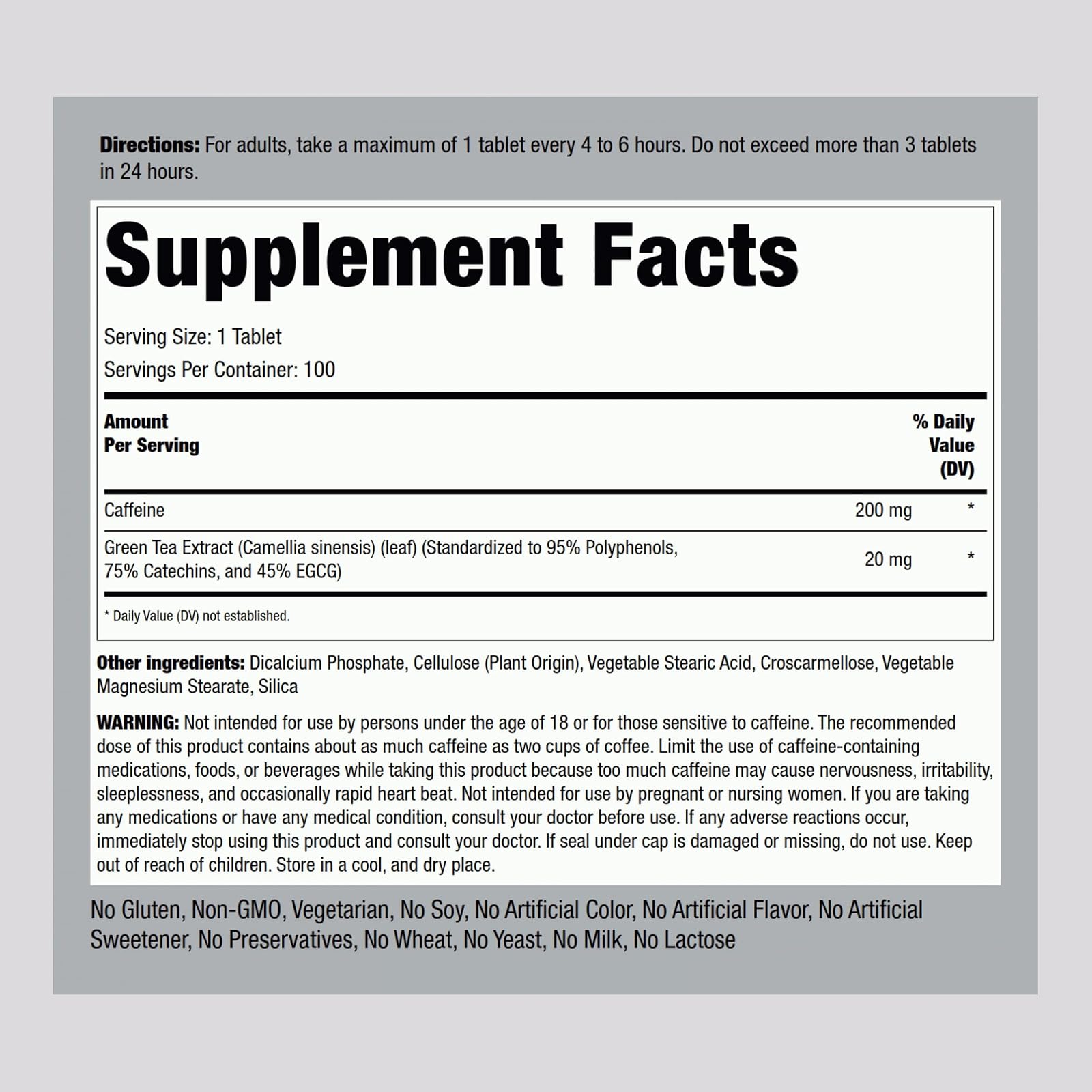 200 mg caffeine multivitamins for focus