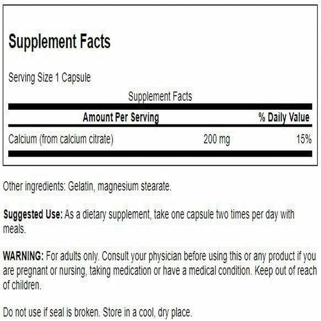 200 mg calcium citrate capsules for bone health