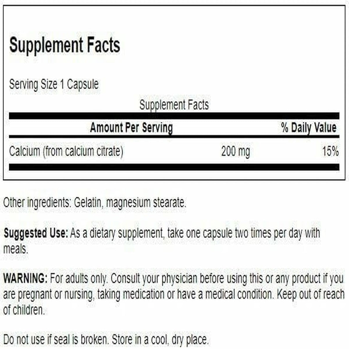 200 mg calcium citrate capsules for bone health