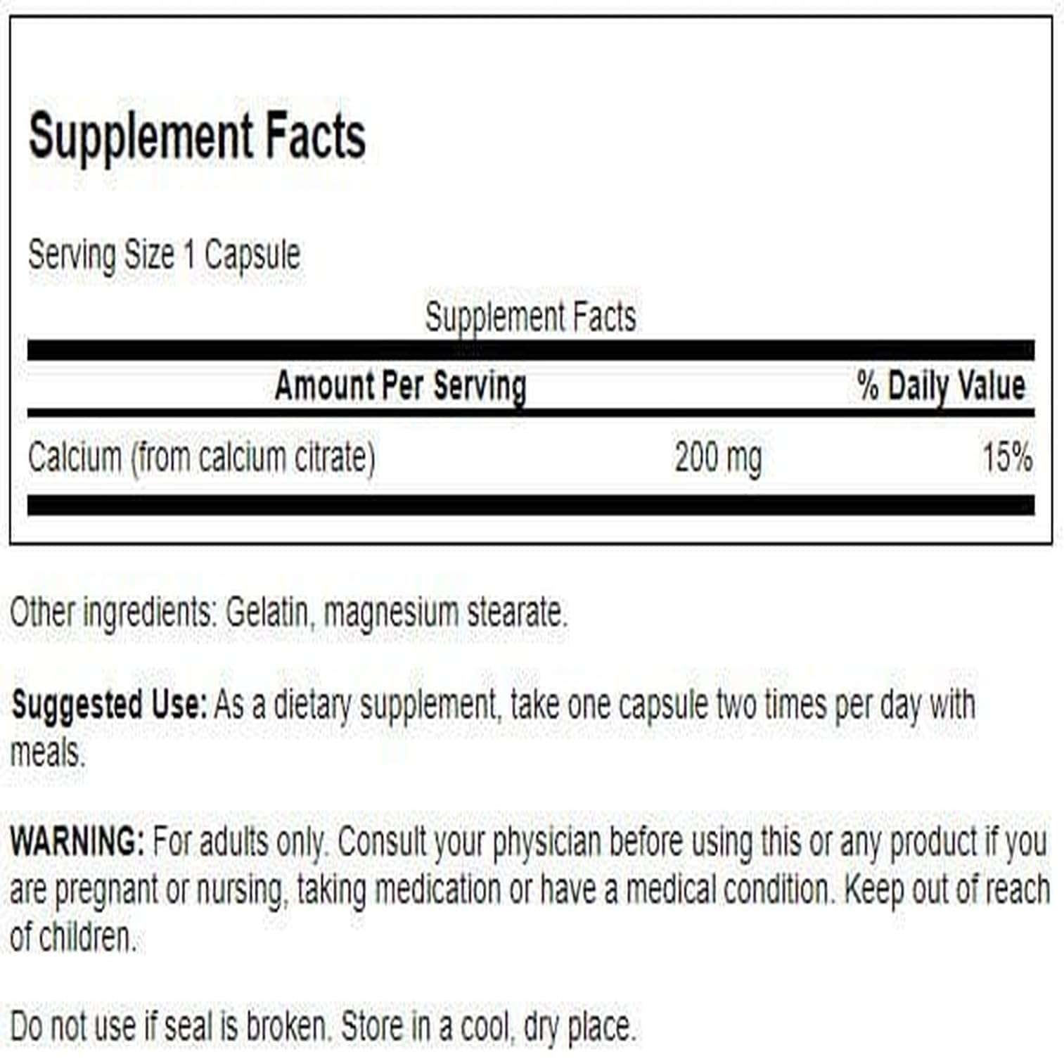 200 mg calcium citrate supplement for strong bones
