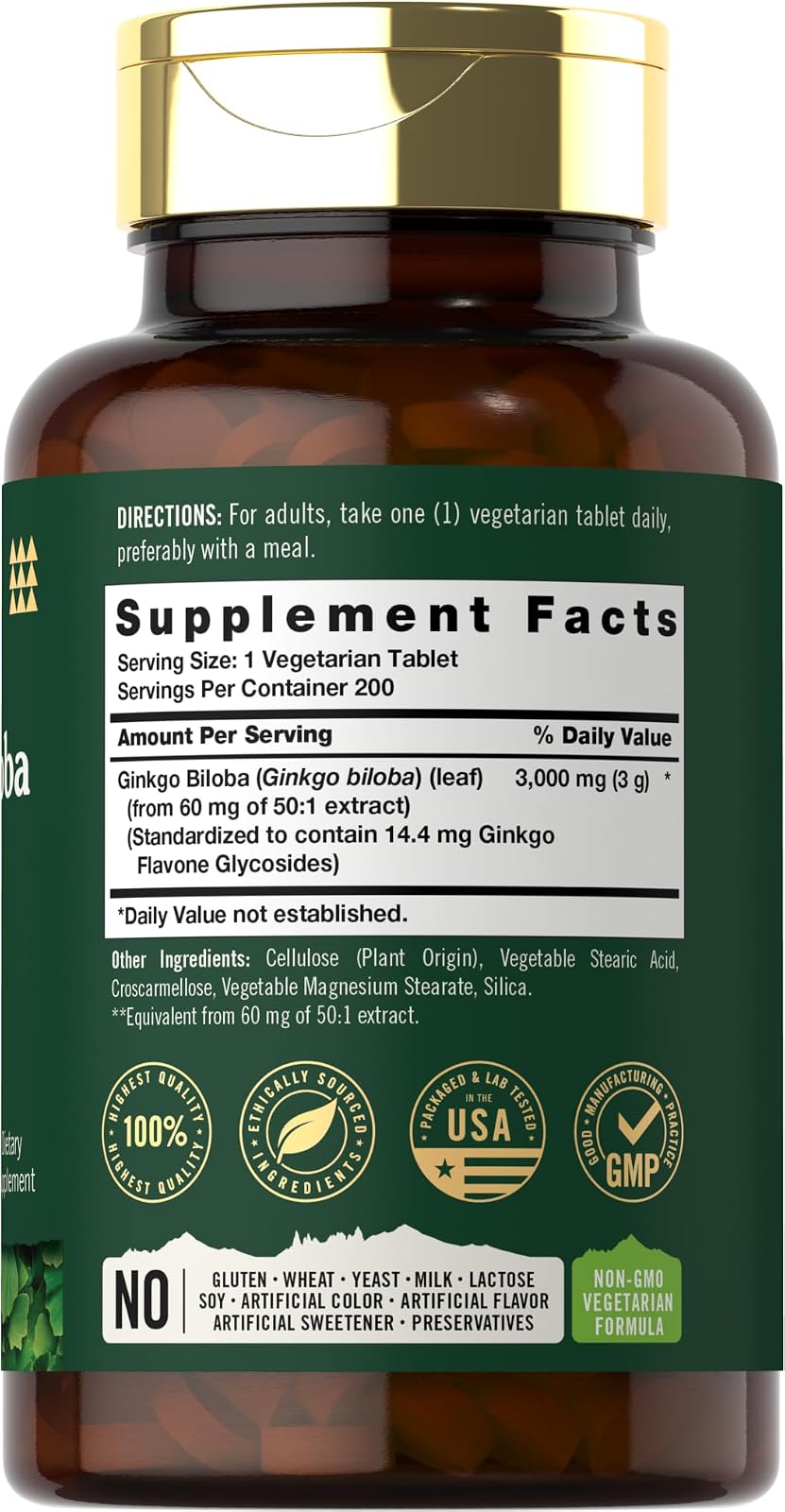 200 mg ginkgo biloba supplement