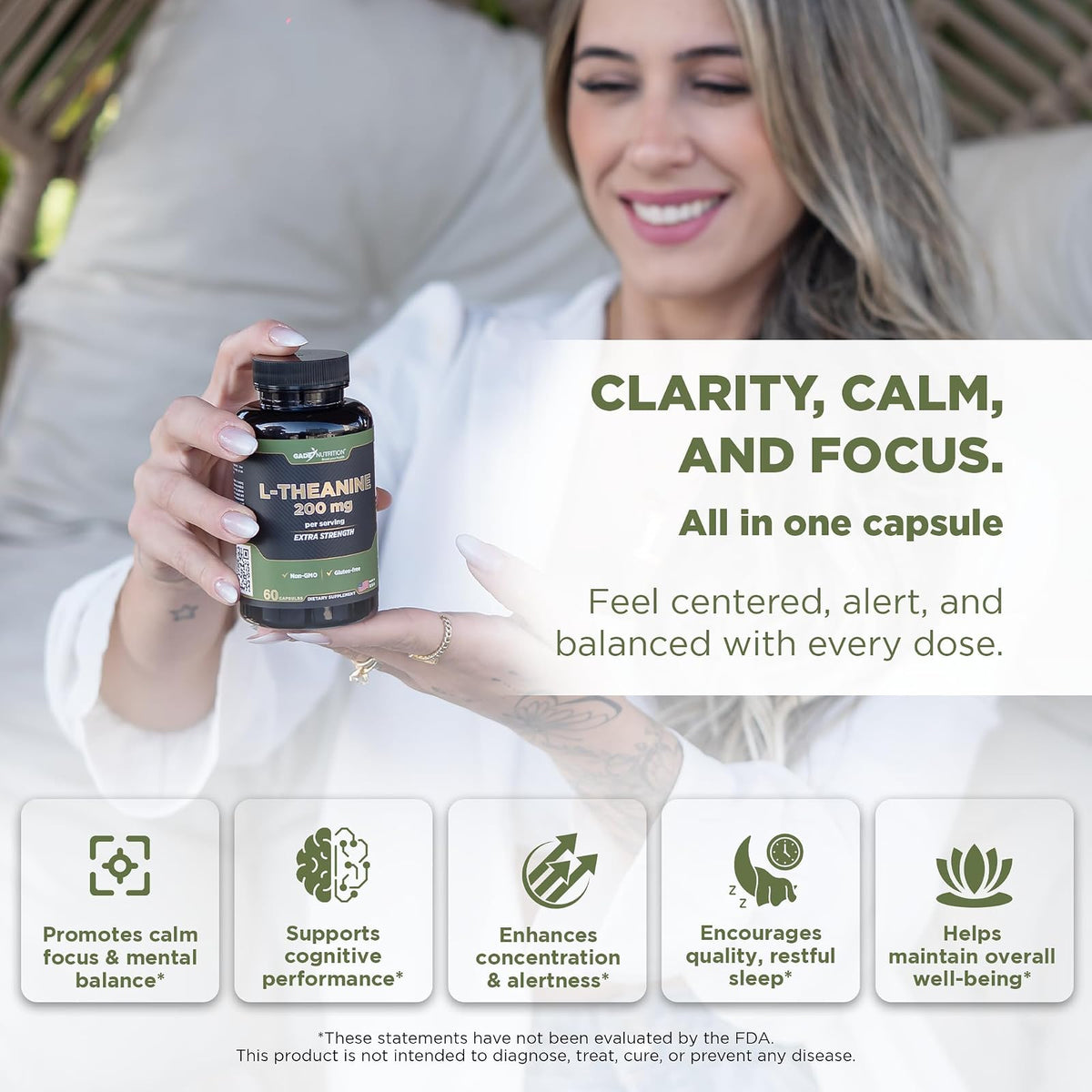 200 mg L-Theanine for relaxation