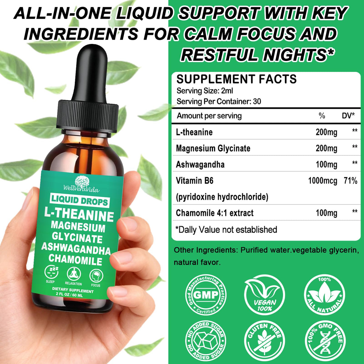 200 mg L-Theanine stress relief