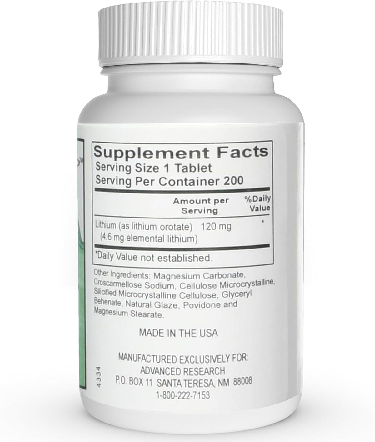 200 mg Lithium Orotate tablets