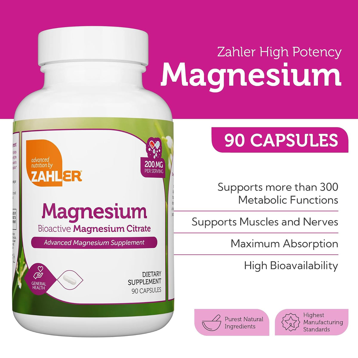 200 mg Magnesium Citrate capsules for energy