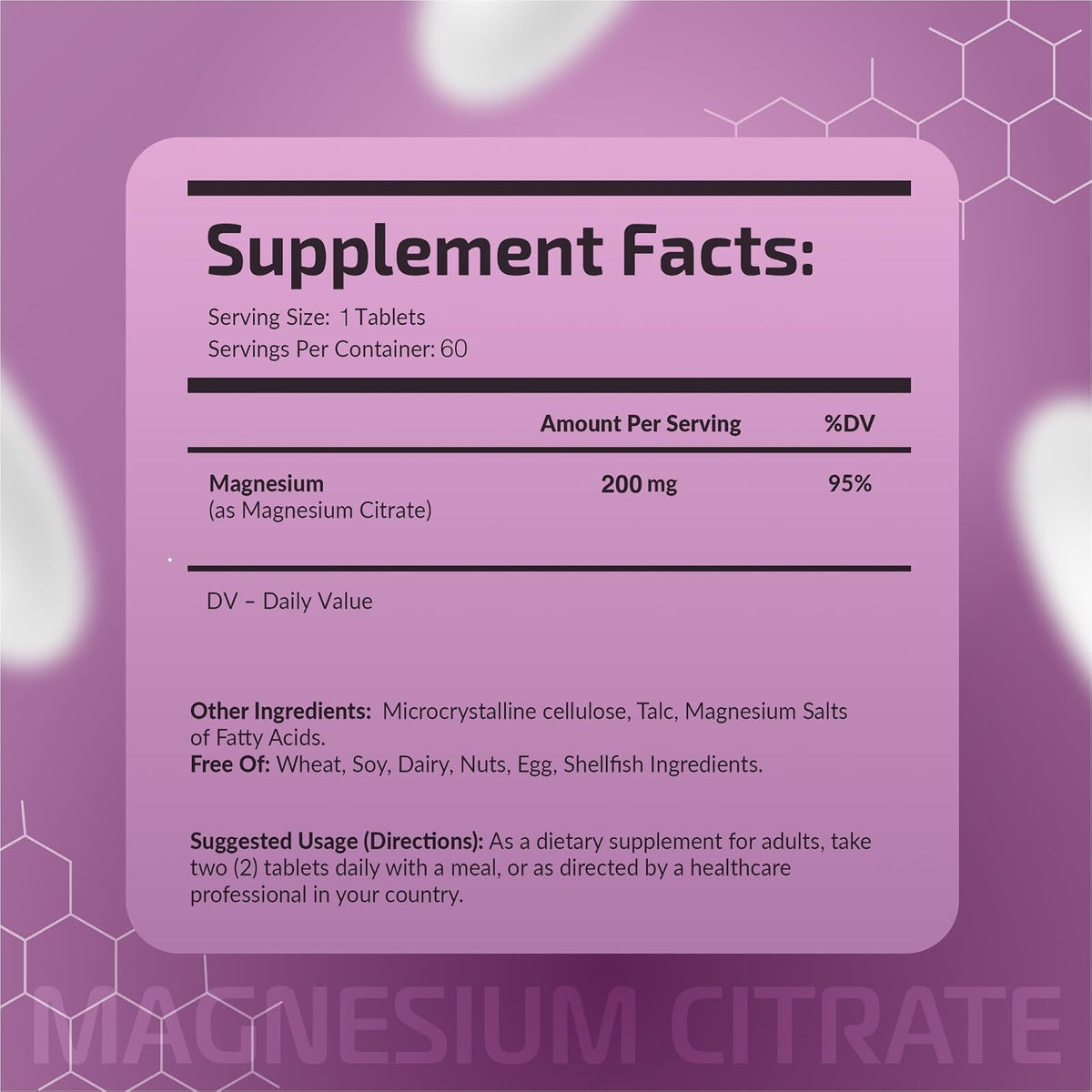 200 mg Magnesium Citrate for daily wellness