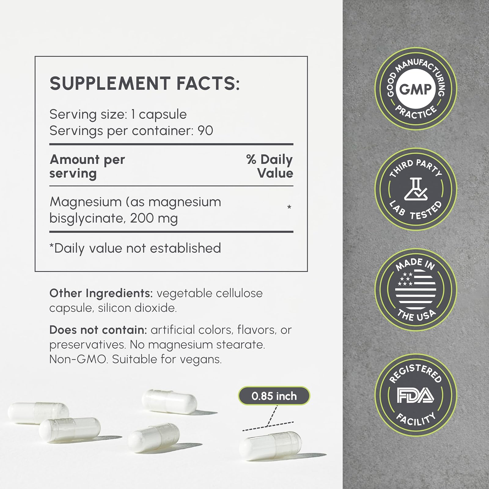 200 mg Magnesium Glycinate for muscle support