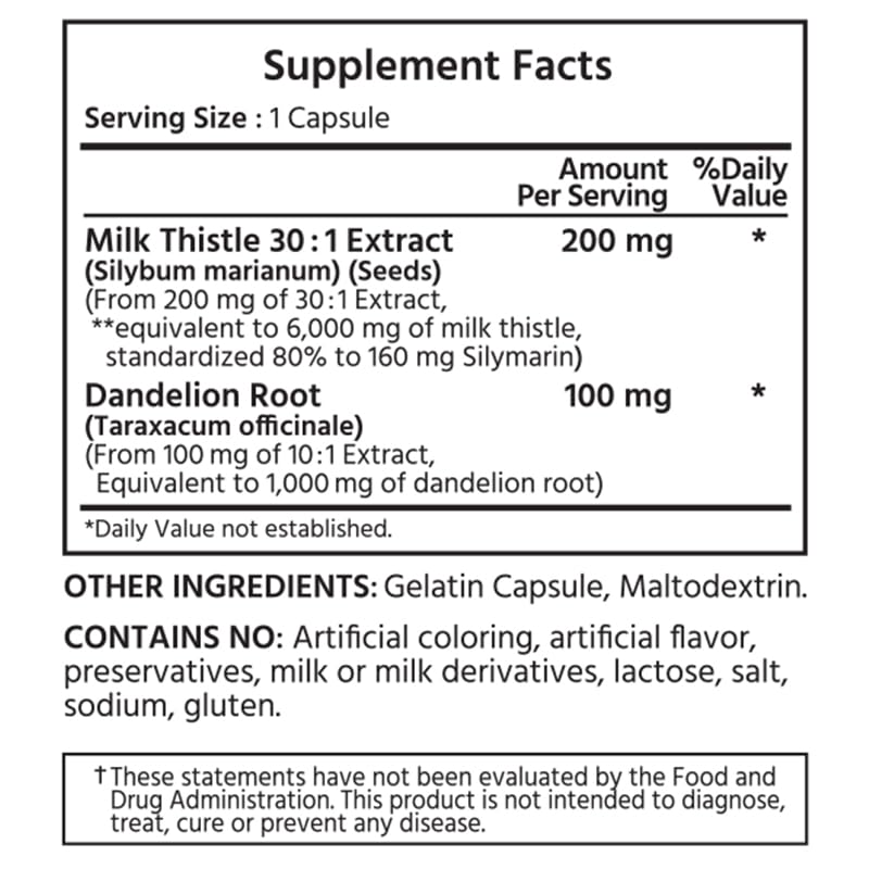 200 mg Milk Thistle for detox support