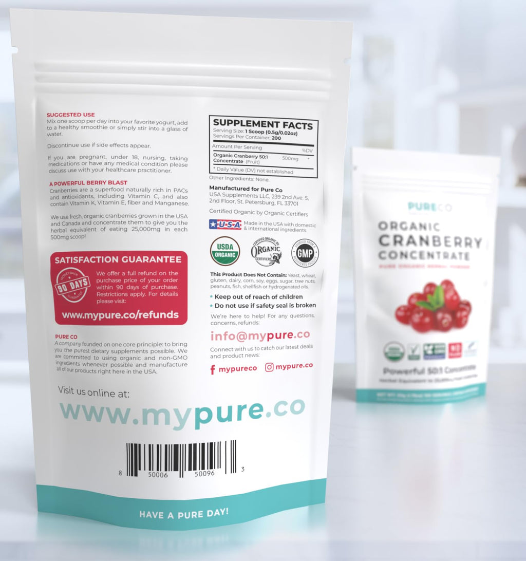 200 servings of organic cranberry powder