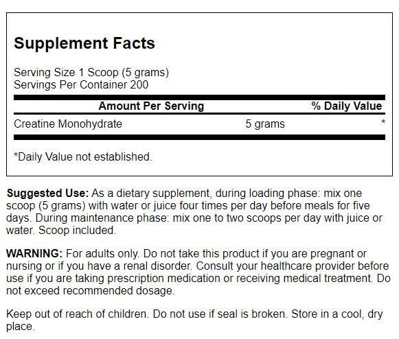 200 servings of Swanson creatine for endurance