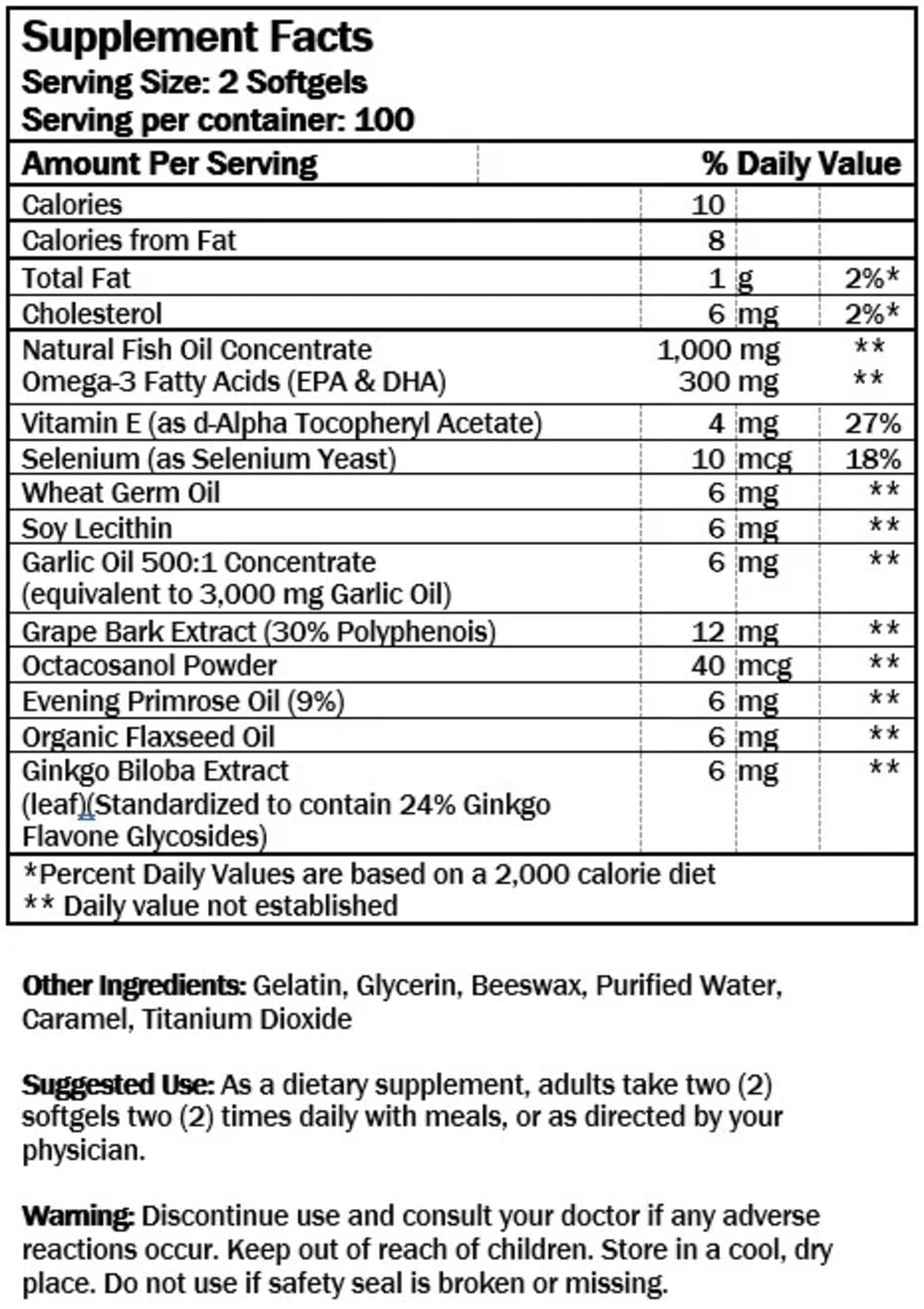 200 softgels for daily nutrition