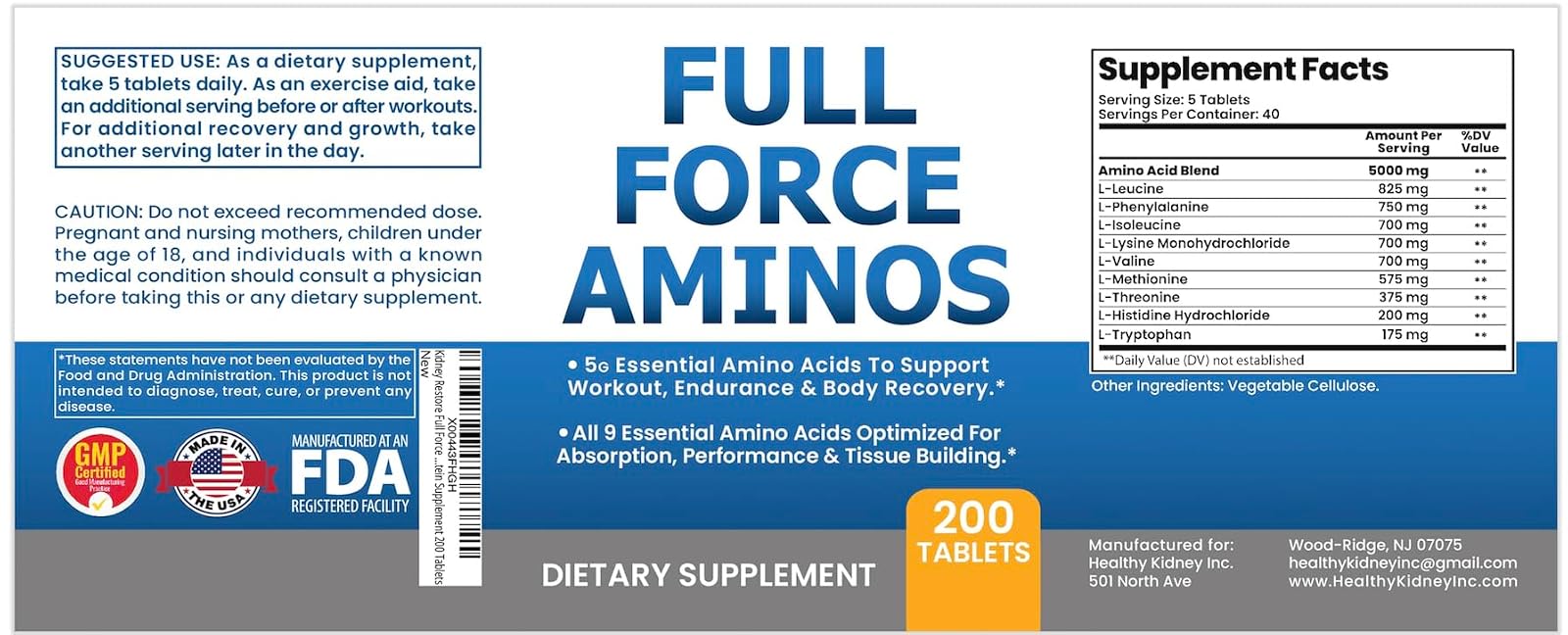 200 tablets for daily amino intake