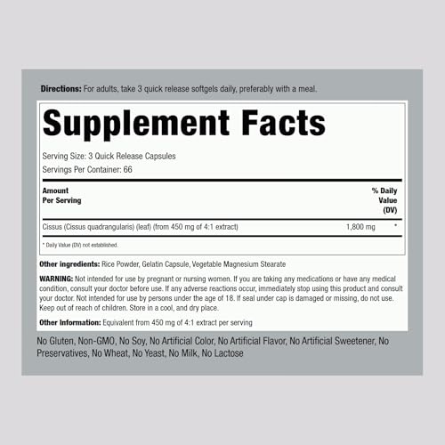 200 ultra-concentrated cissus quadrangularis capsules