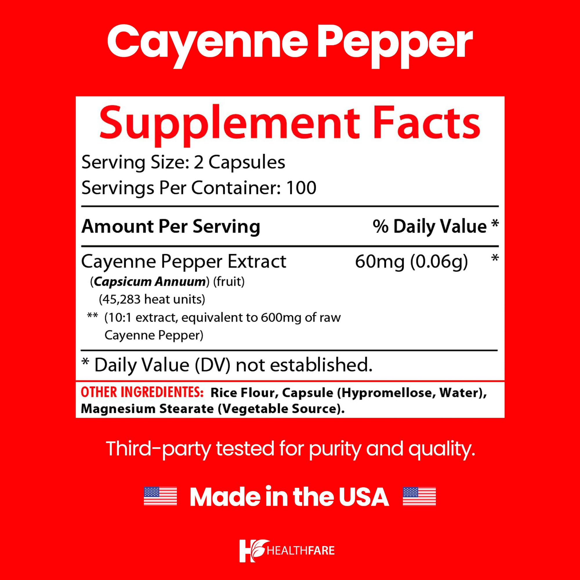 200 vegan pills of cayenne extract