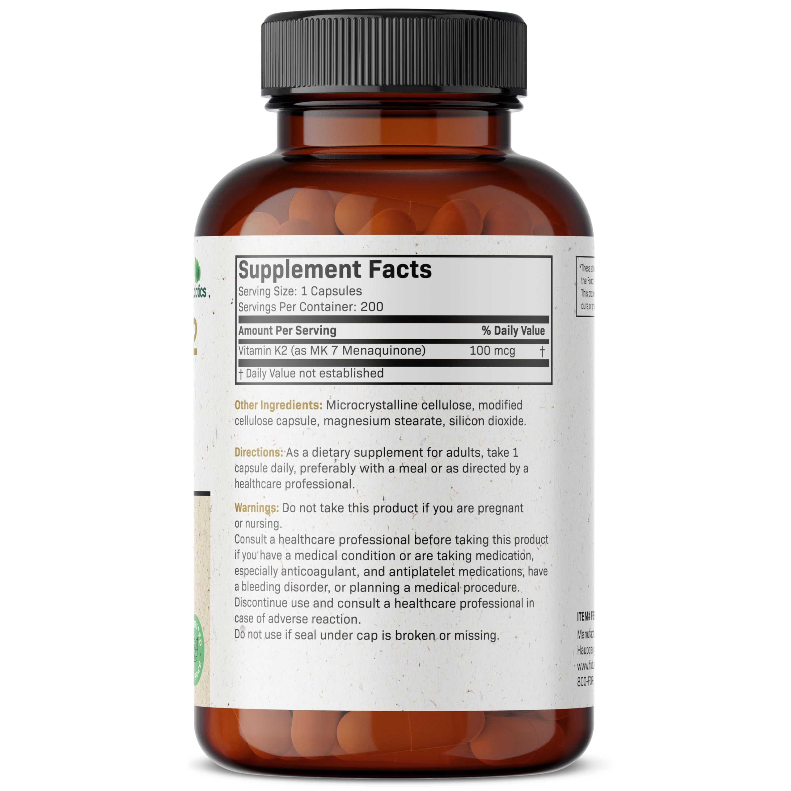 200 vegetarian capsules of Vitamin K2