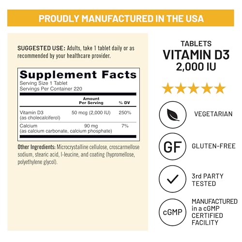 2000 IU Vitamin D for daily wellness