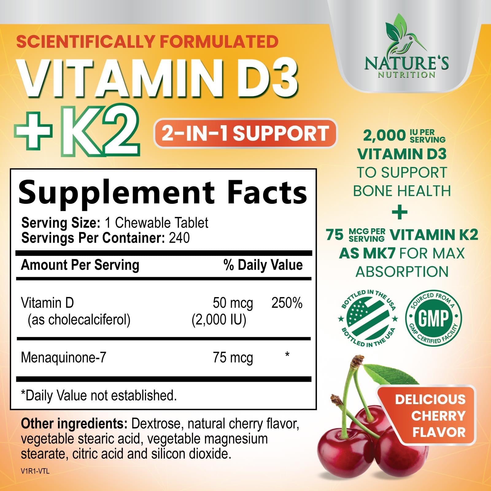 2000 IU vitamin D supplement