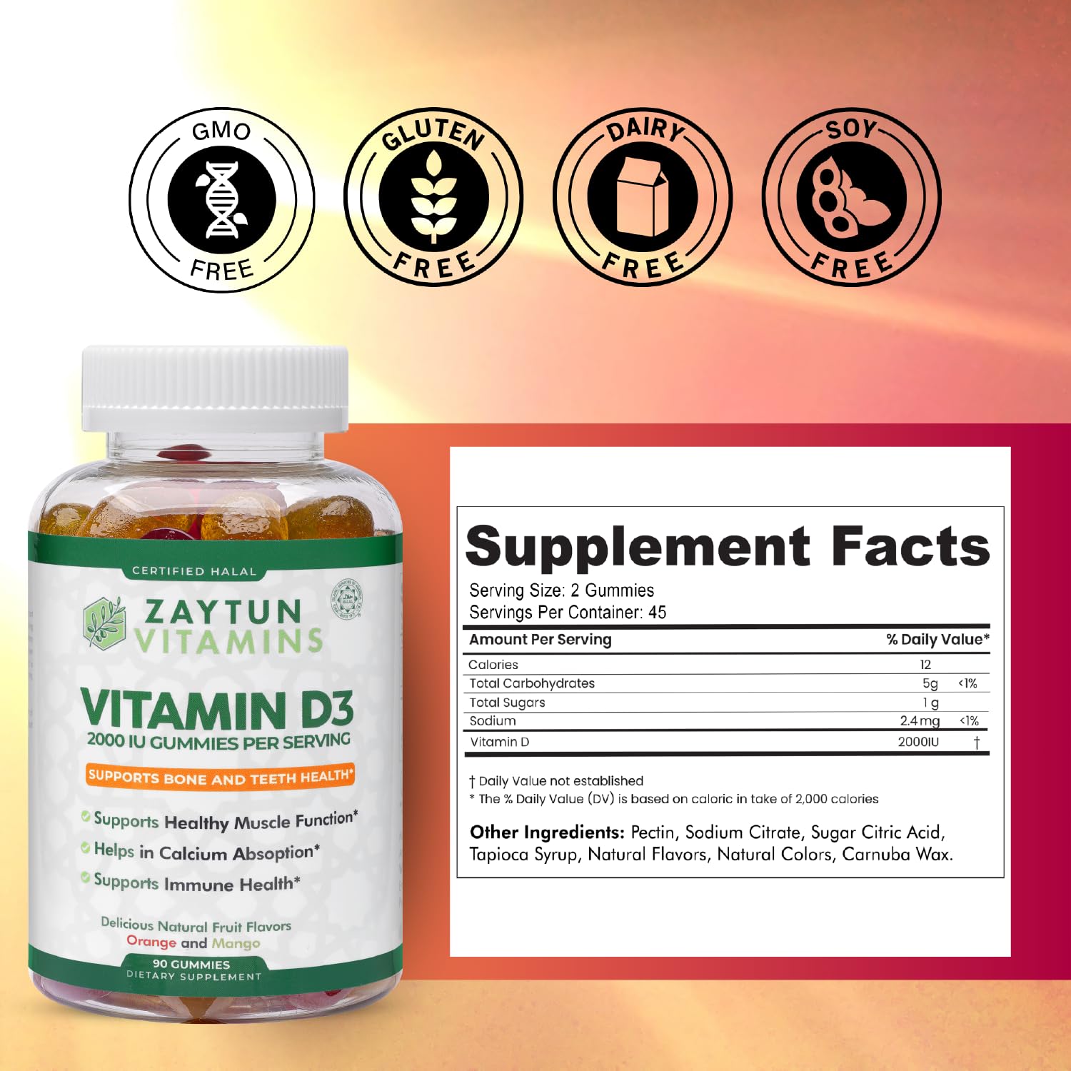 2000 IU Vitamin D3 gummy supplements