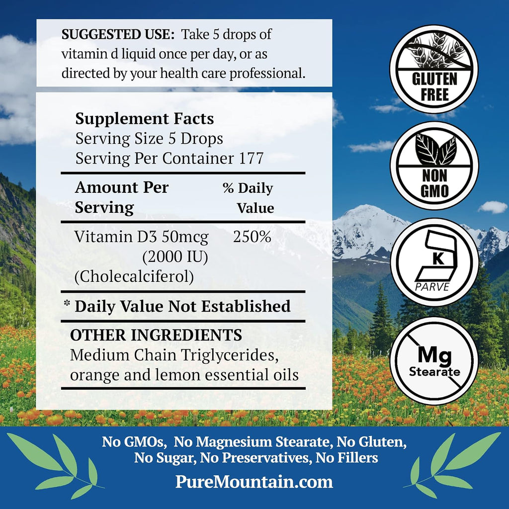 2000 IU Vitamin D3 liquid supplement