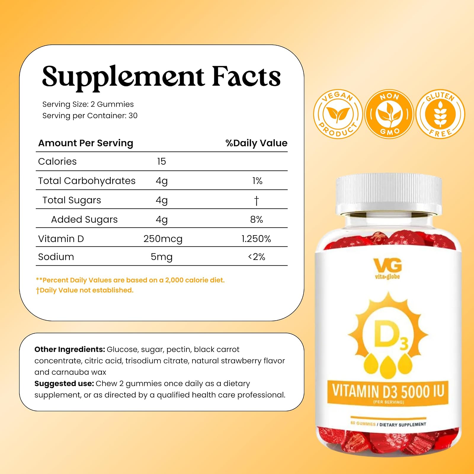 2000 IU Vitamin D3 supplement