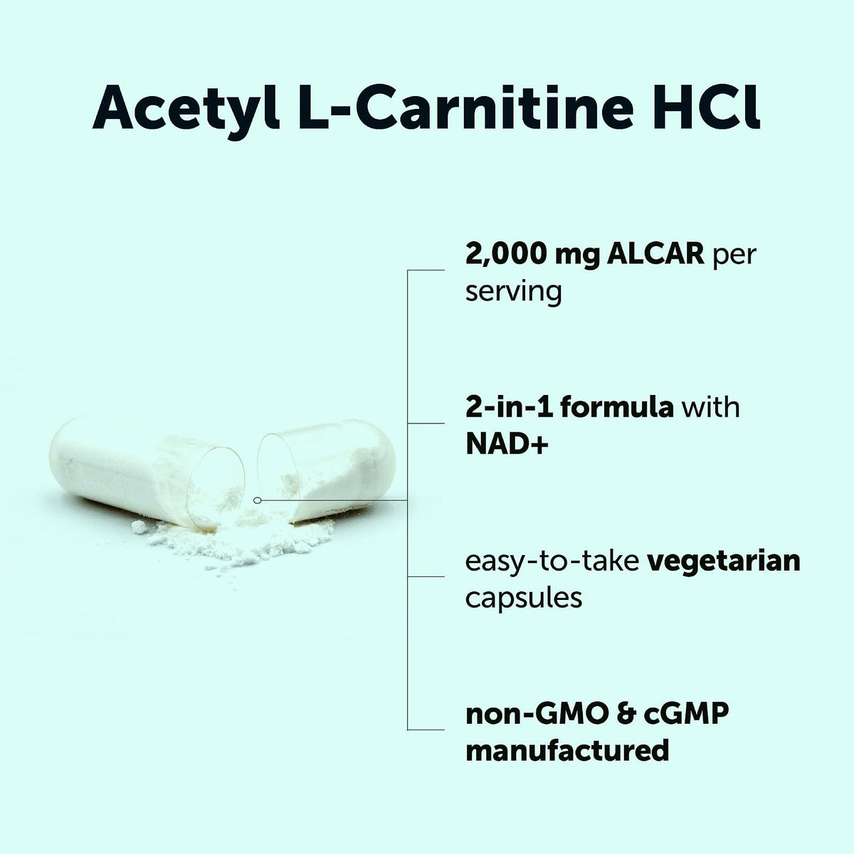 2000 mg Acetyl L-Carnitine for mental clarity