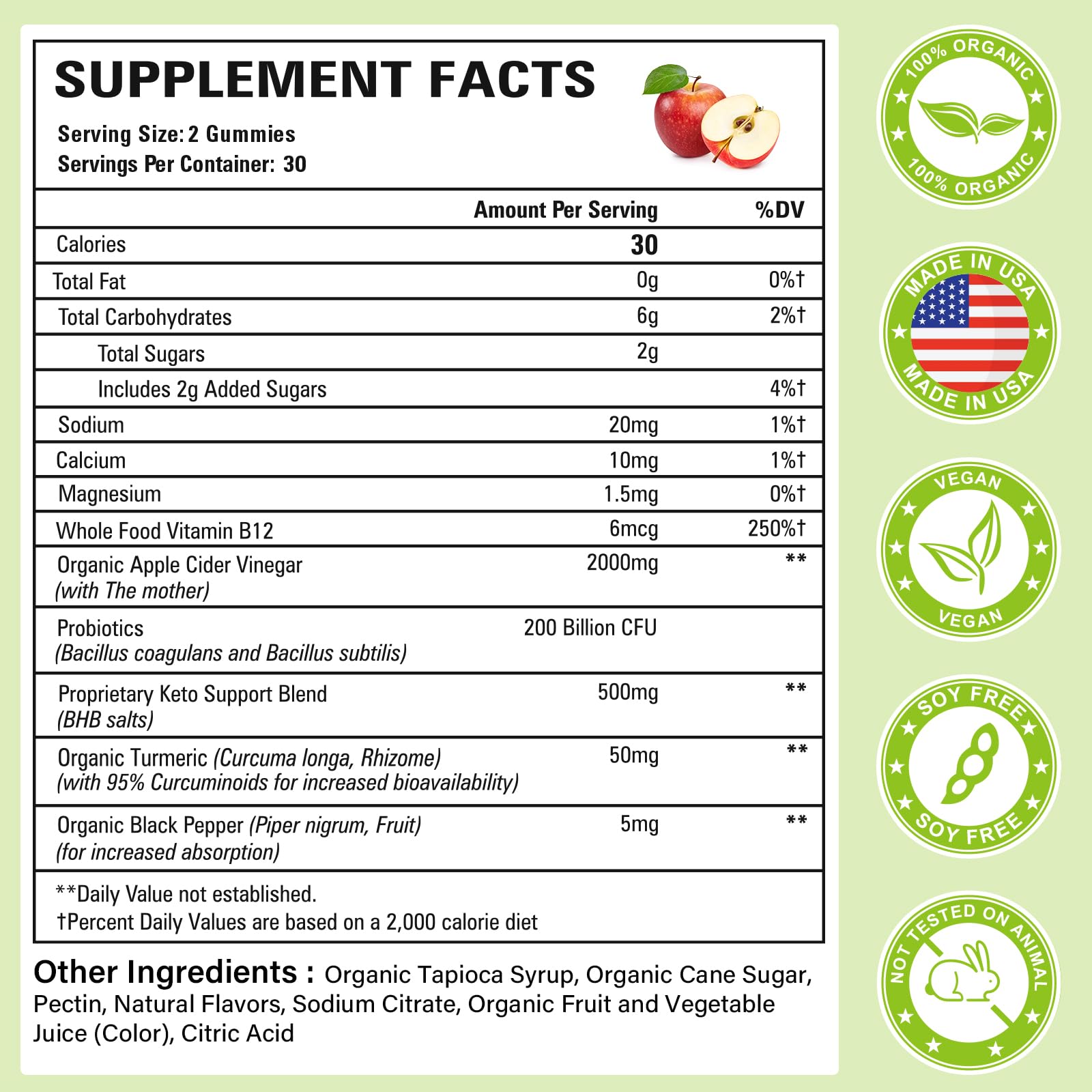 2000 mg apple cider vinegar supplements