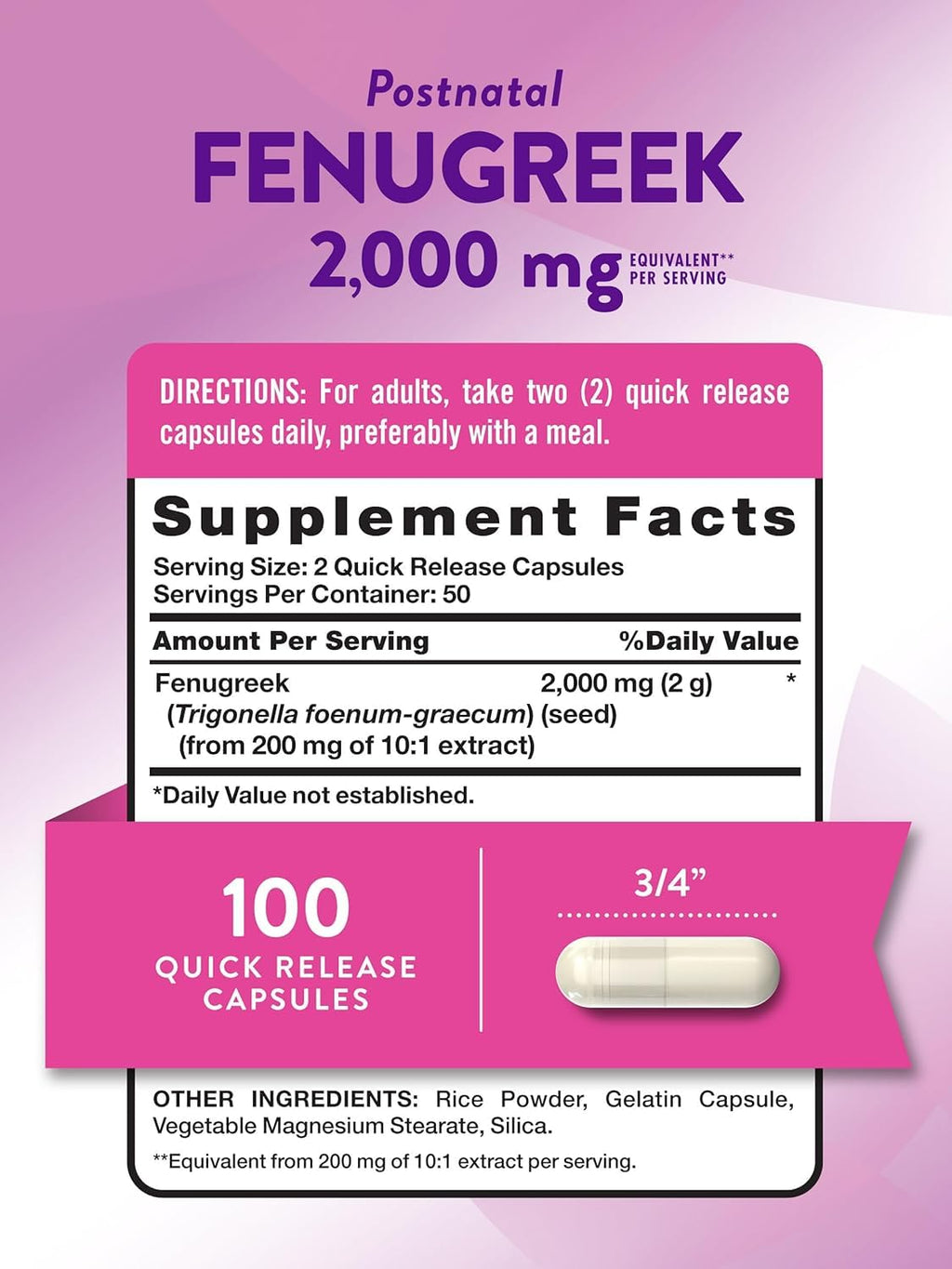 2000 mg Fenugreek for hormone balance