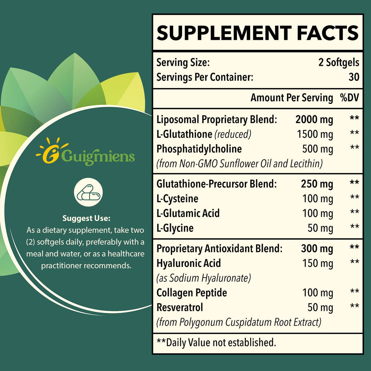 2000 mg glutathione capsules