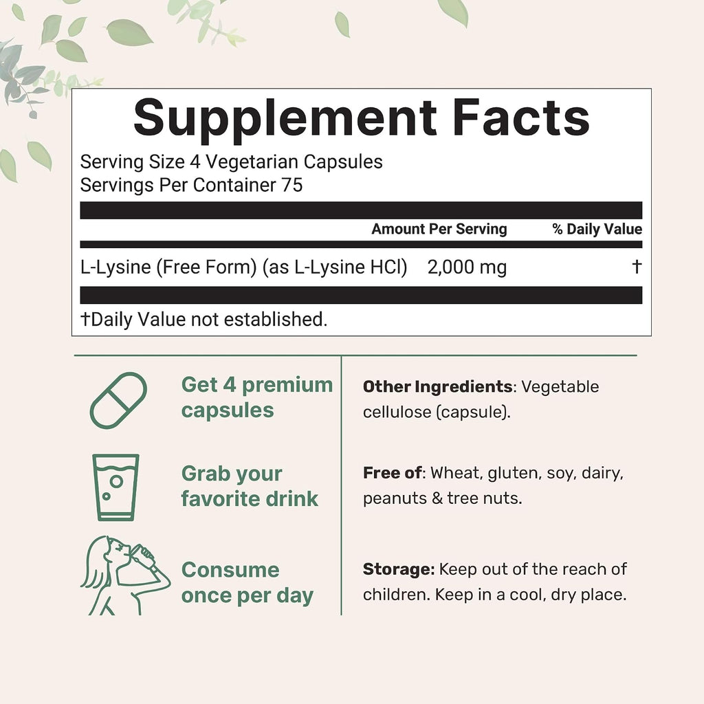2000 mg l-lysine supplement