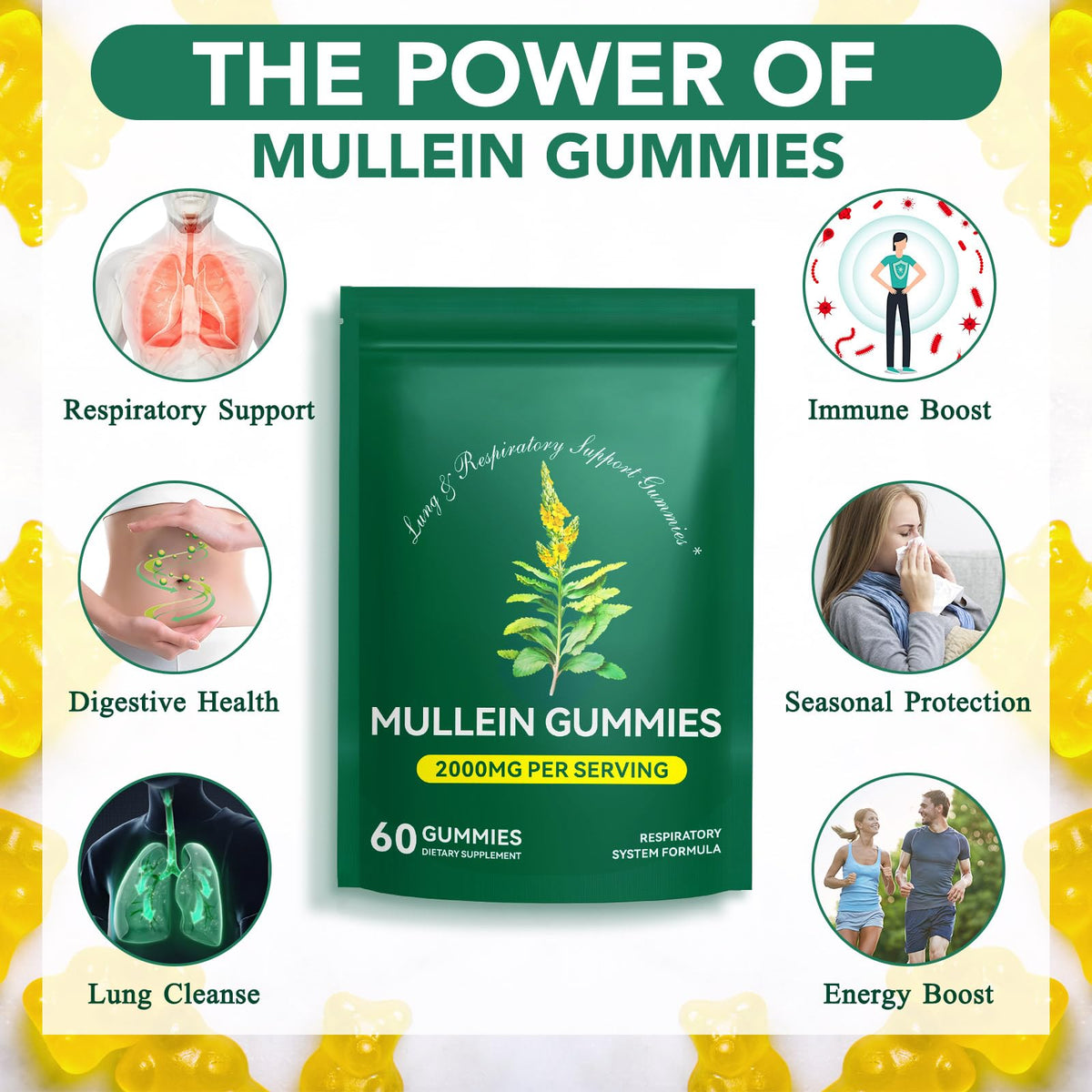 2000 mg Mullein gummies for immune support