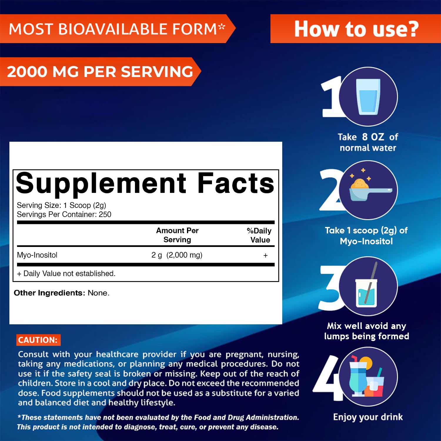 2000 mg Myo-Inositol for wellness
