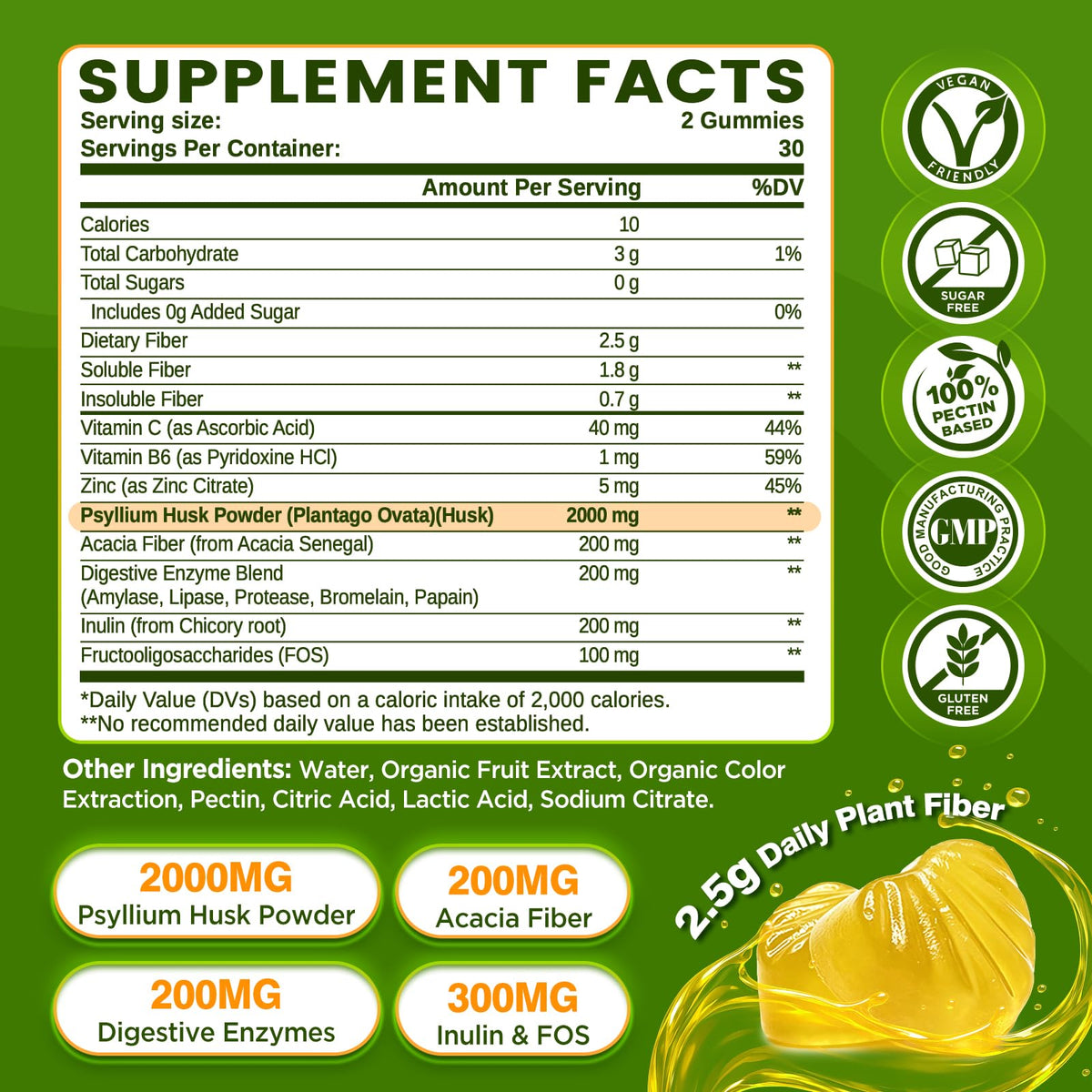 2000 mg psyllium fiber supplement