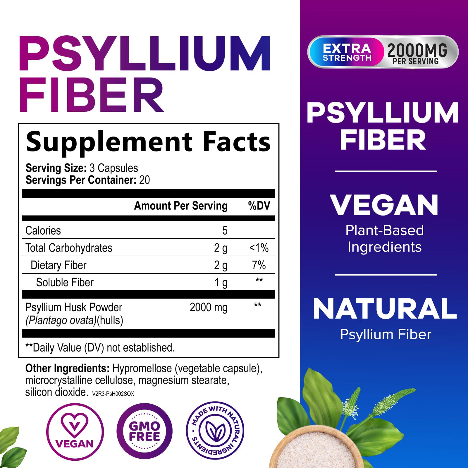 2000 mg psyllium for digestive health