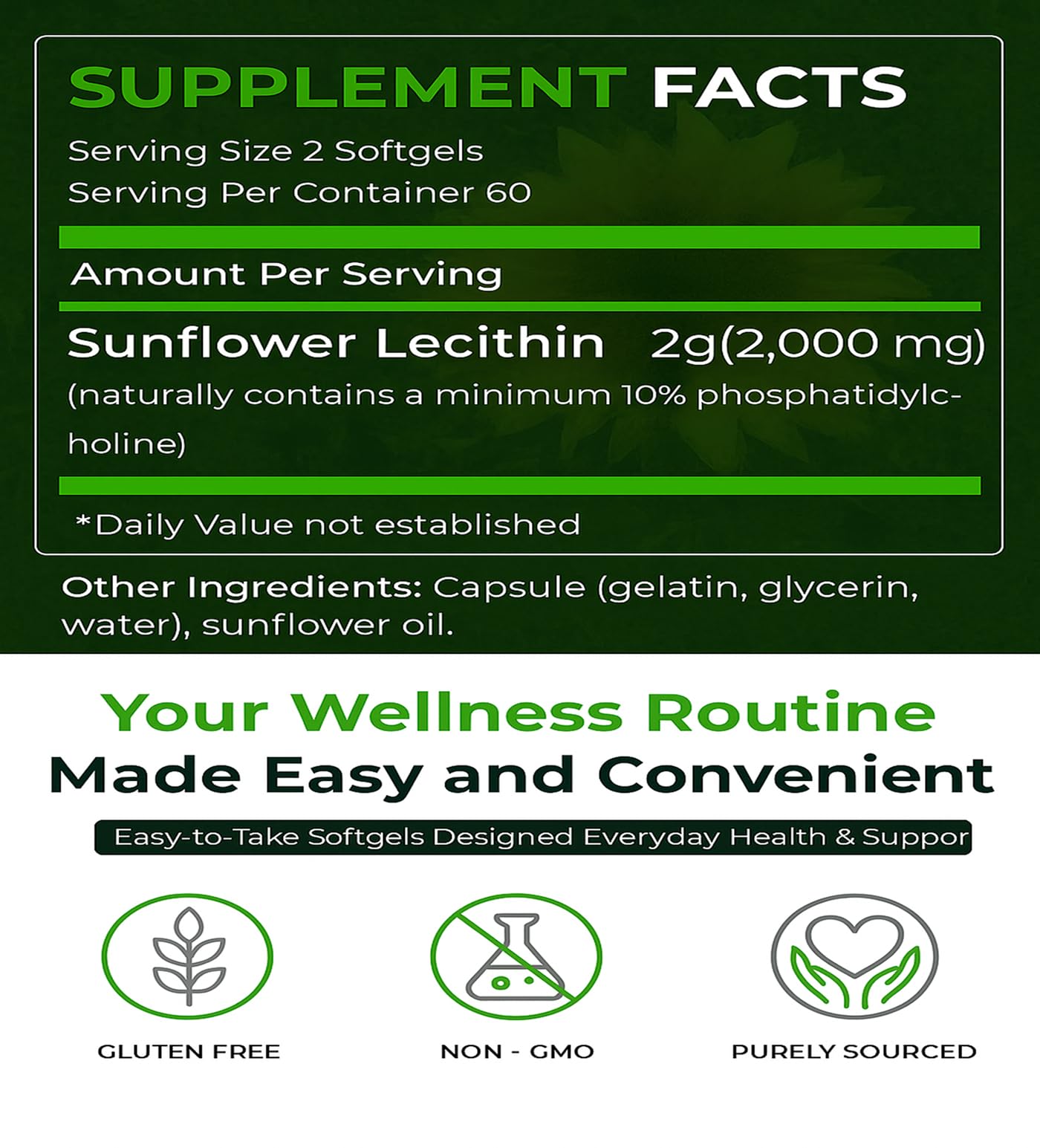 2000 mg sunflower lecithin softgels