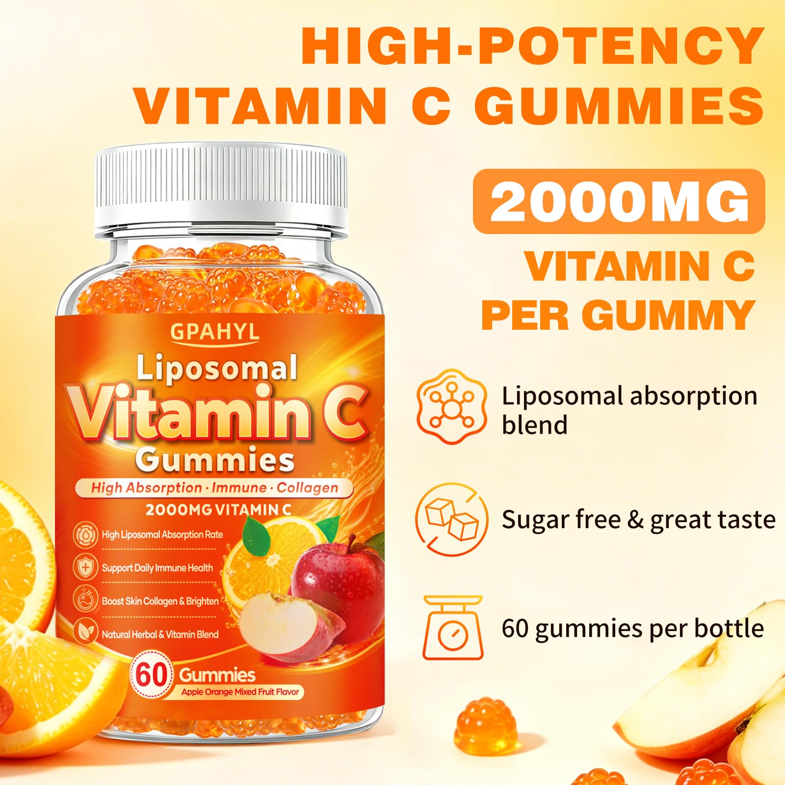 2000 mg Vitamin C gummy supplements