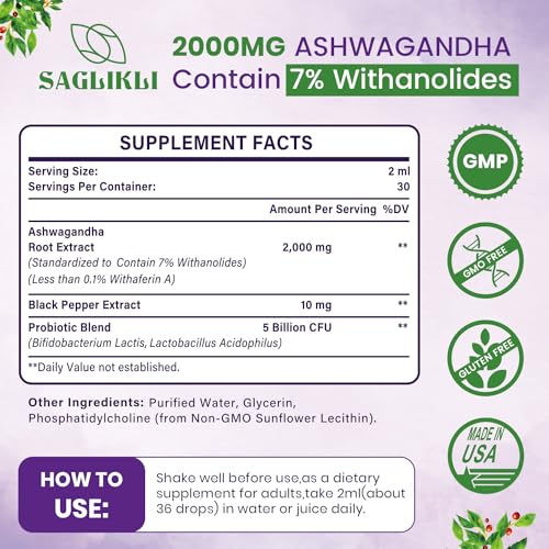 2000mg ashwagandha drops with black pepper extract