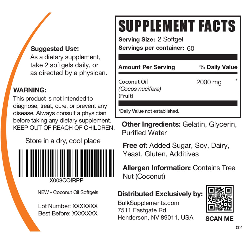 2000mg coconut oil per serving
