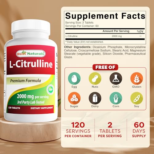 2000mg L-Citrulline for muscle recovery