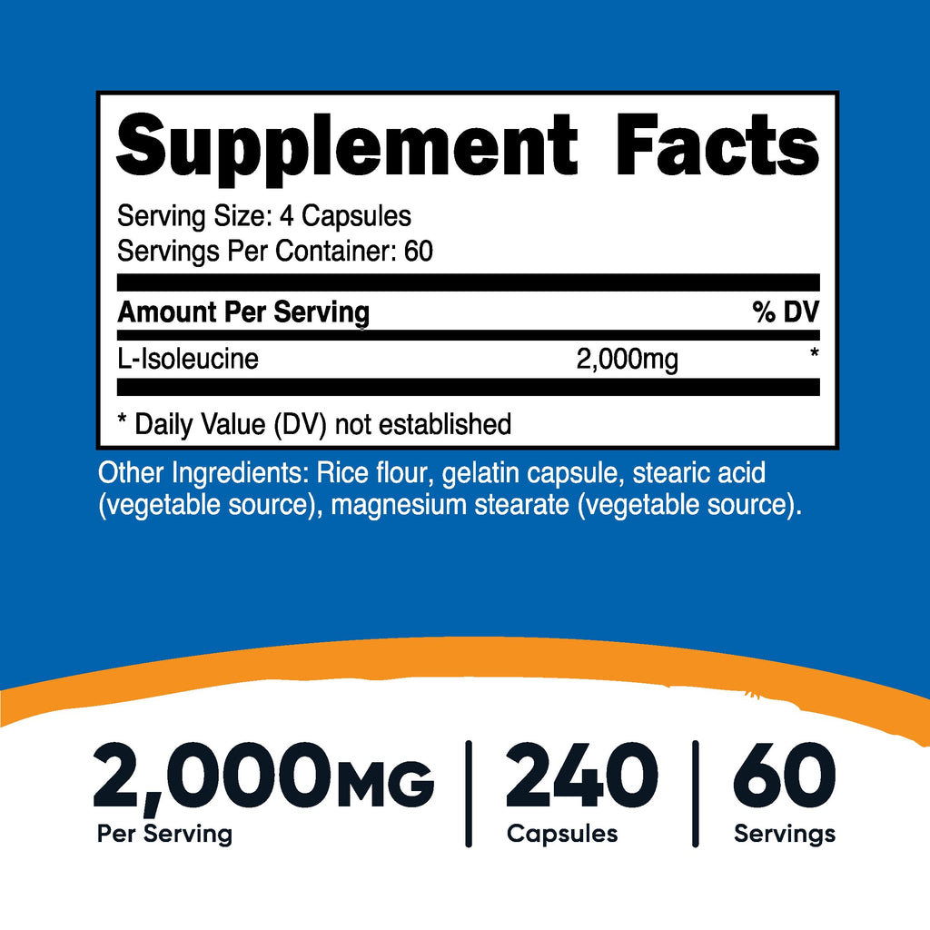 2000mg L-Isoleucine capsules for athletes