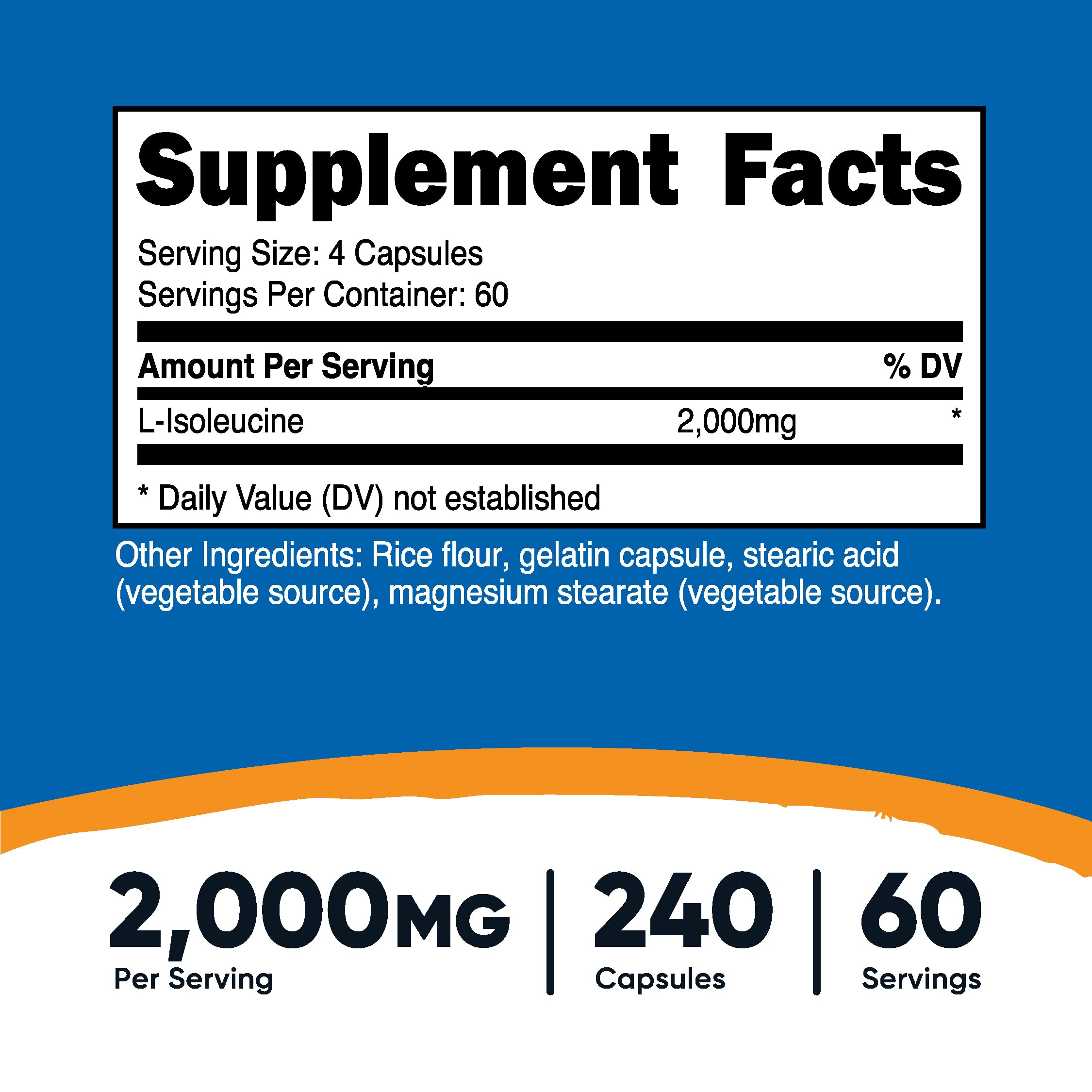 2000mg L-Isoleucine capsules for athletes