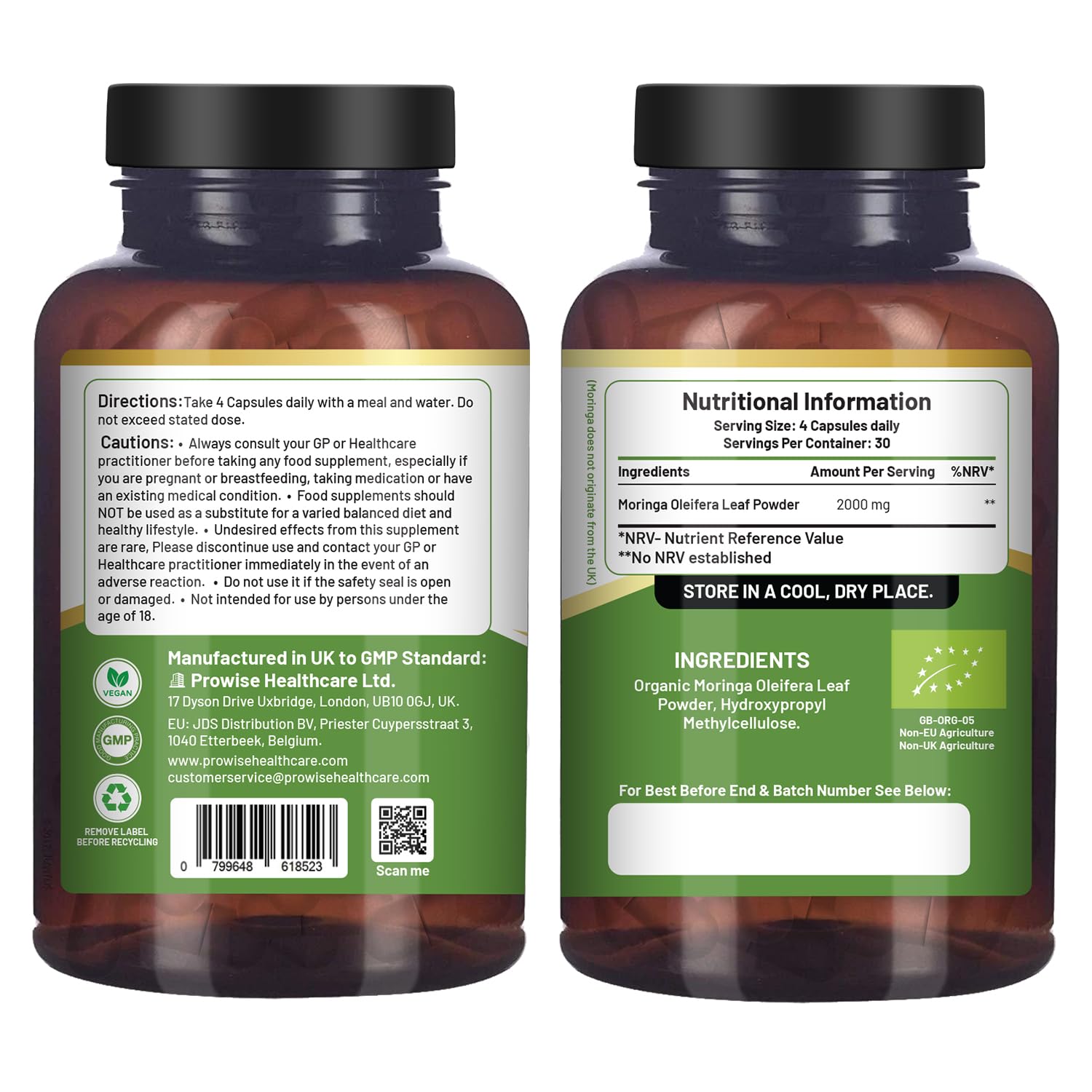 2000mg Moringa capsules for energy