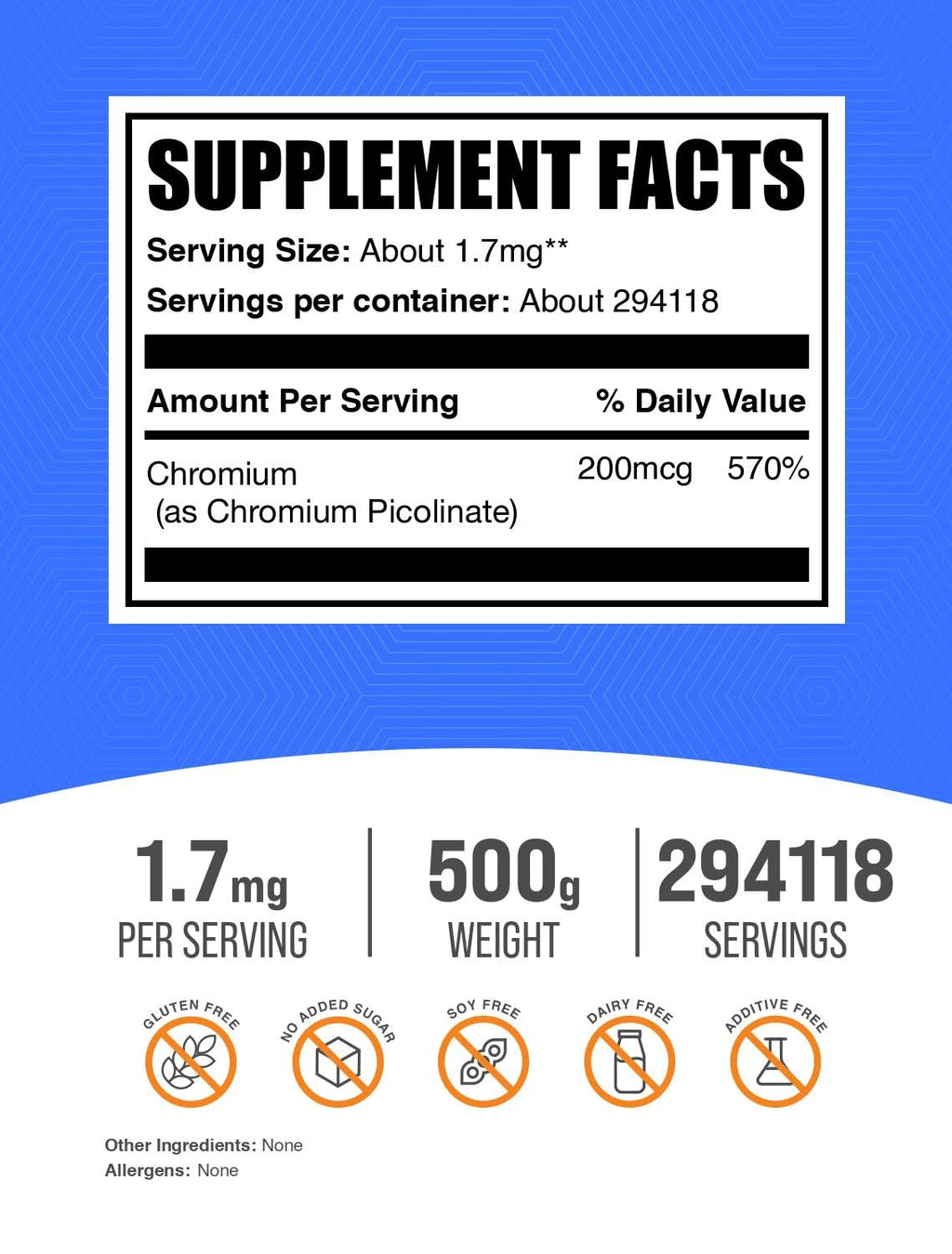 200mcg chromium per serving size